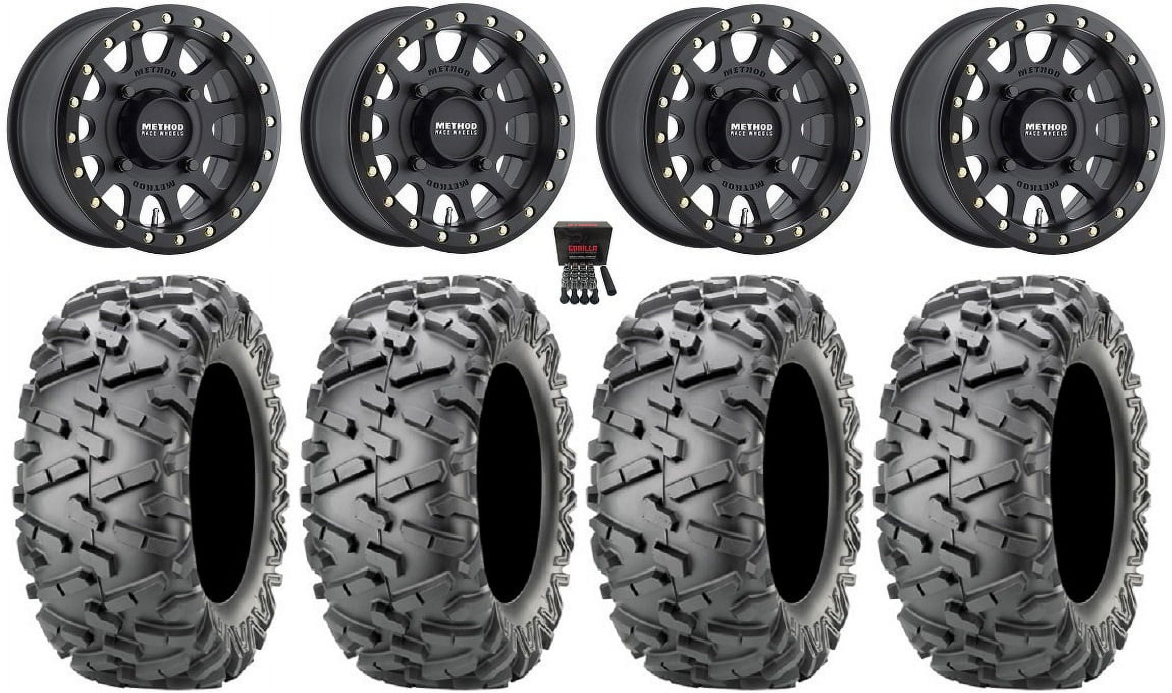 Method 401 Bdlk 15" Wheels Bk 4+3 30" BigHorn 2.0 Tires Can-Am Maverick ...
