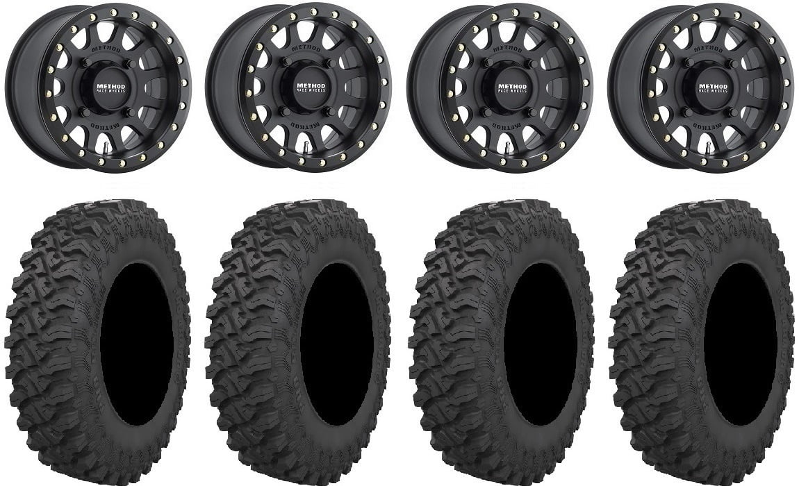 Method 401 Bdlk 15" Wheels Bk 4+3 33" Pro Runner Tires Can-Am Maverick ...