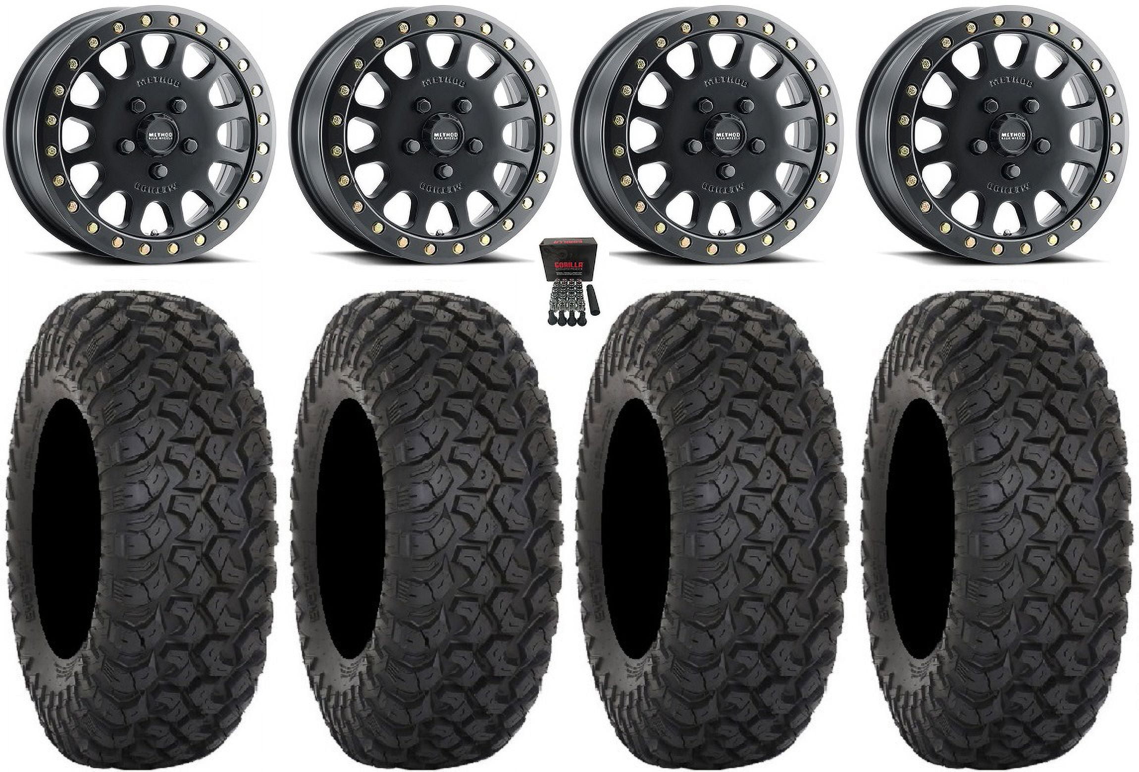 Method 401 Bdlk 15" Wheels Bk 5+1 33" RT320 Tires Polaris RZR Turbo R ...