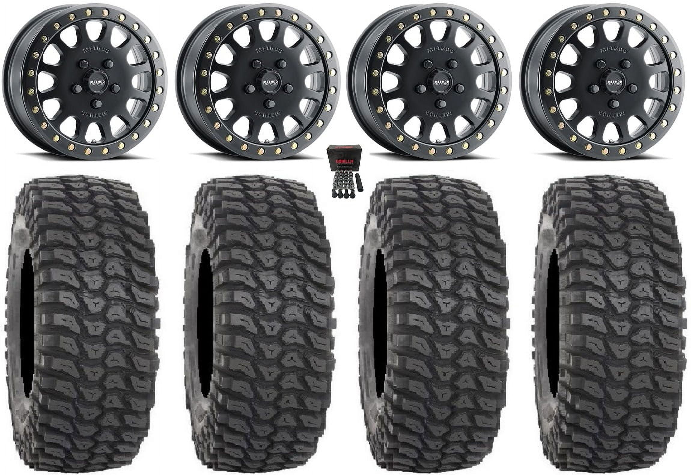 Method 401 Bdlk 15" Wheels Bk 5+1 33" XCR350 Tires Polaris RZR Turbo R ...