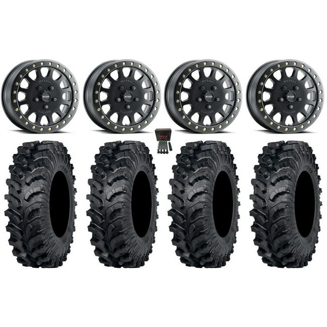 Method 401 Bdlk 15" Wheels Bk 5+1 34" MT911 Tires Polaris RZR Turbo R & Pro R Ranger 1500 ...