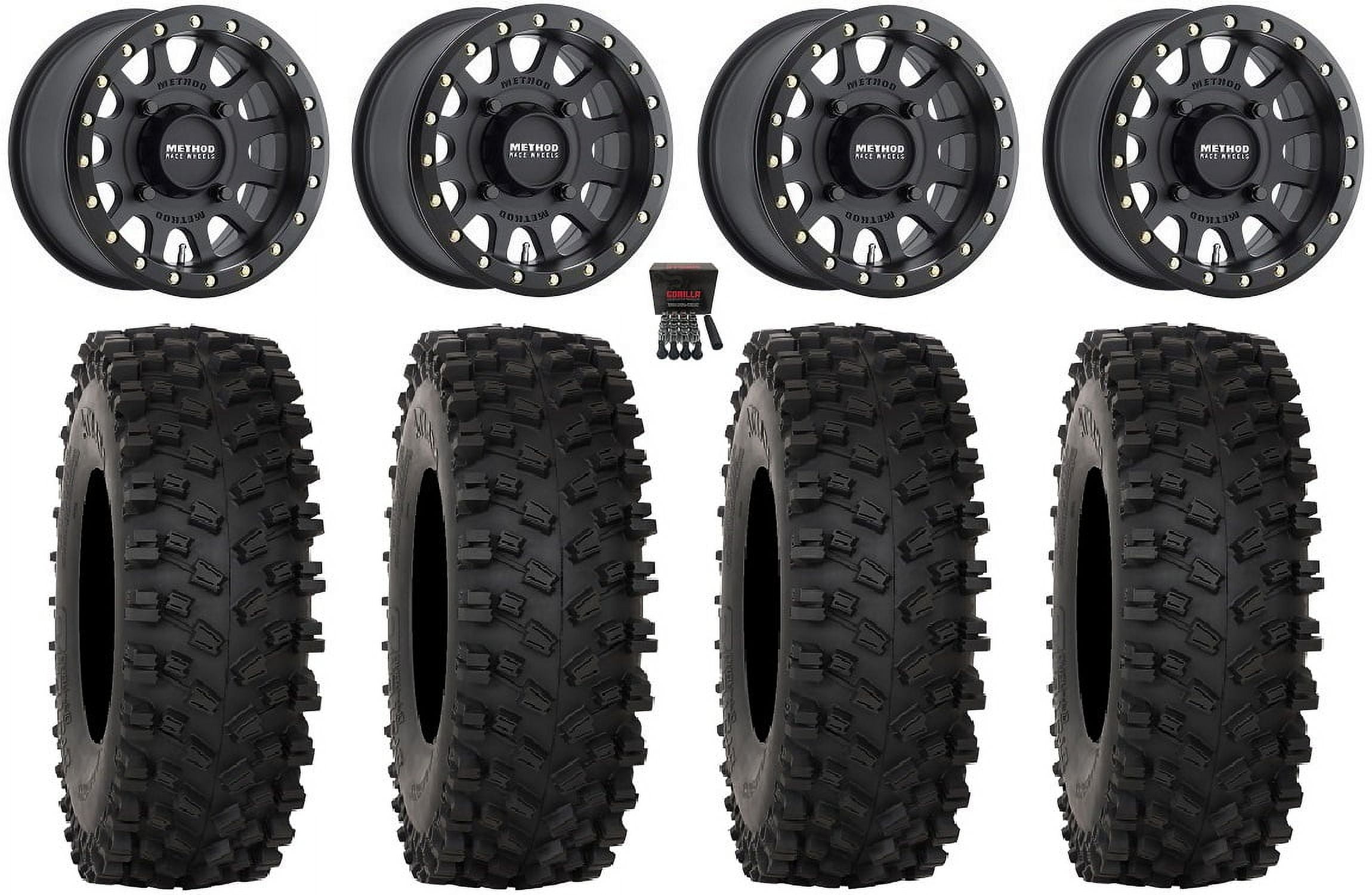 Method 401 Bdlk 15" Wheels Bk (5+2) 33" ATX470 Tires Can-Am Maverick X3 ...