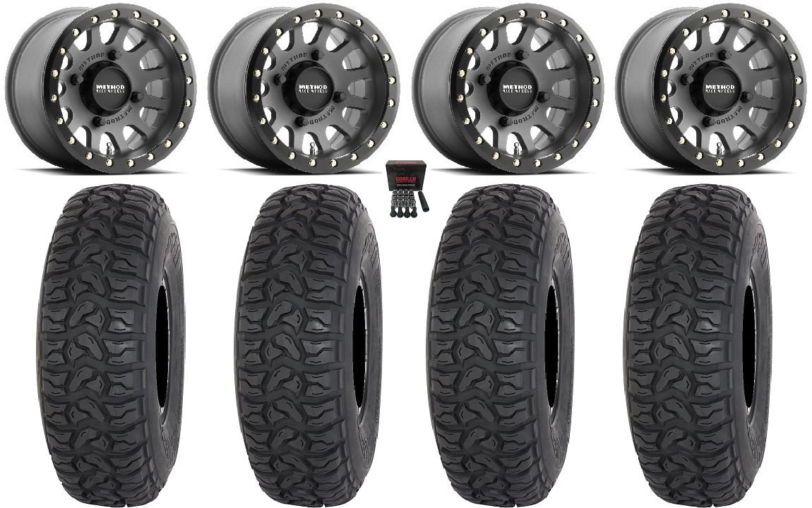 Method 401 Bdlk 15" Wheels Ti 5+2 33" Chicane LT Tires Sportsman RZR ...