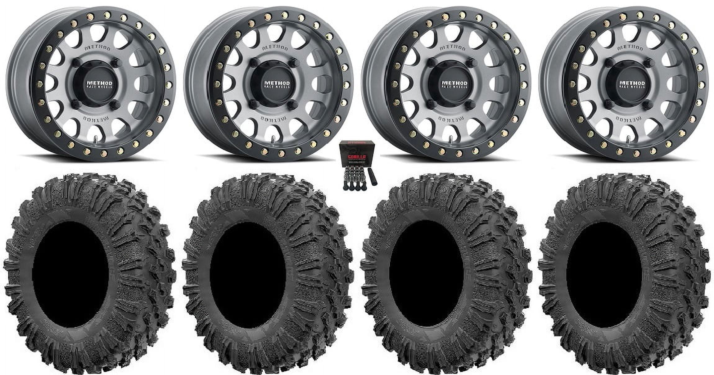 Method 401 Bdlk 15x6 Wheels Ti 30" MotoRavage Tires Sportsman RZR ...