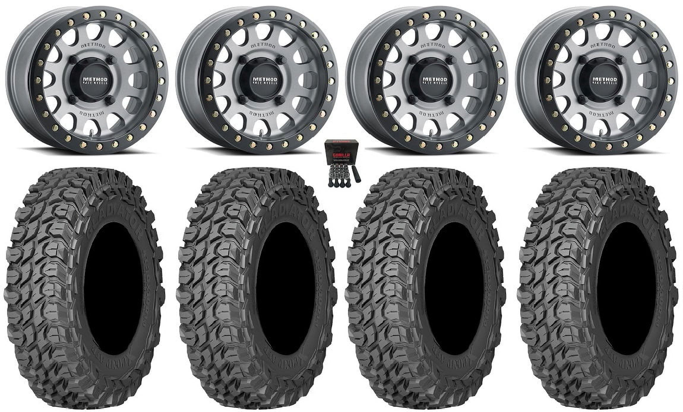 Method 401 Beadlock 14" Wheels Ti 4+3 30" X Comp ATR Tires Sportsman ...