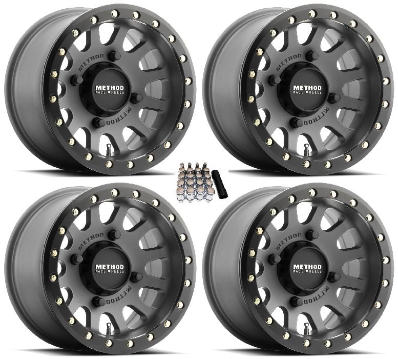 Method 401 Beadlock 15" UTV Wheels/Rims Titanium 5+2 Kawasaki Mule Pro ...