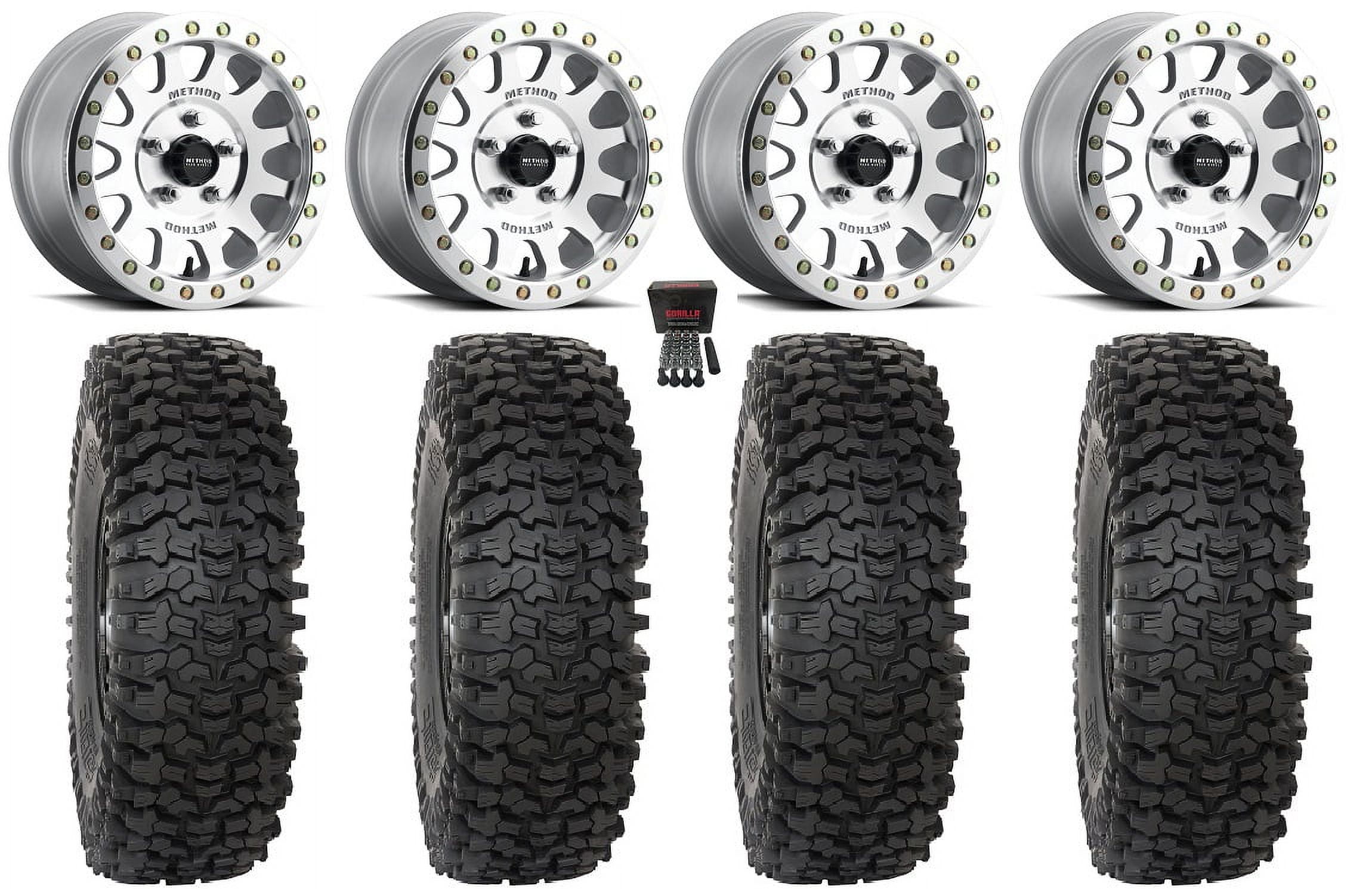 Method 401 Beadlock 15" Wheels Raw 35" RC500S Sticky Tires Polaris RZR ...
