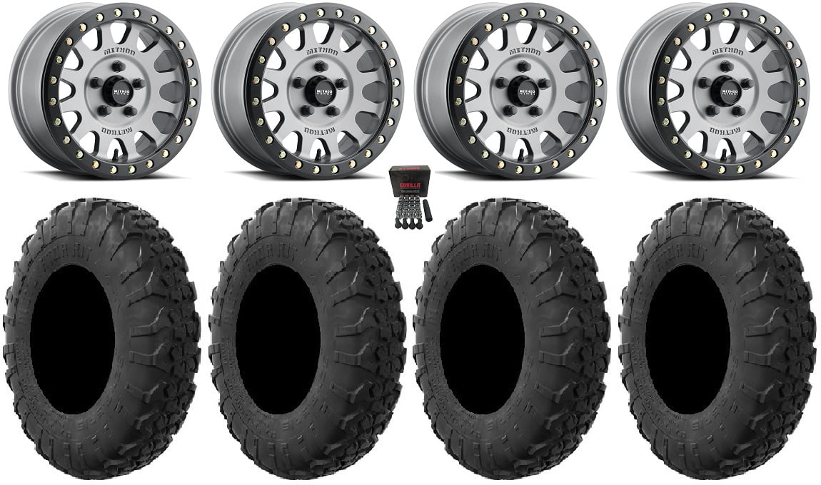 Method 401 Beadlock 15" Wheels Titanium 32" MotoVator R/T Tires Polaris ...