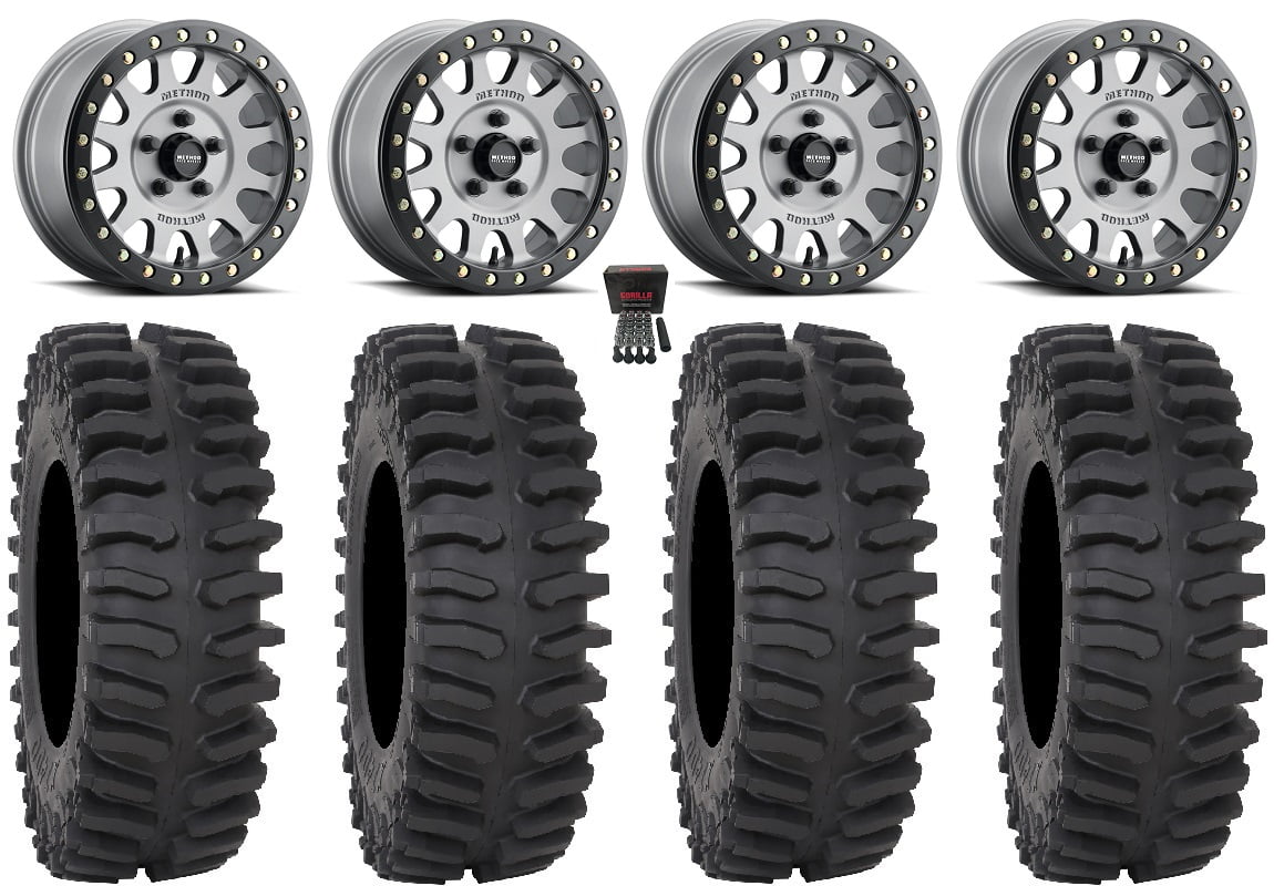 Method 401 Beadlock 15" Wheels Titanium 33" XT400 Tires Polaris RZR ...