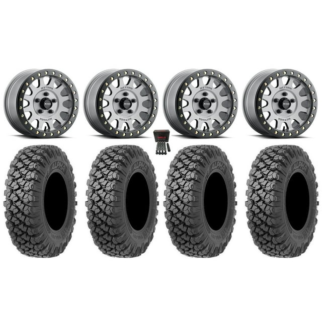 Method 401 Beadlock 15" Wheels Titanium 35" Alpha Tires Polaris RZR ...