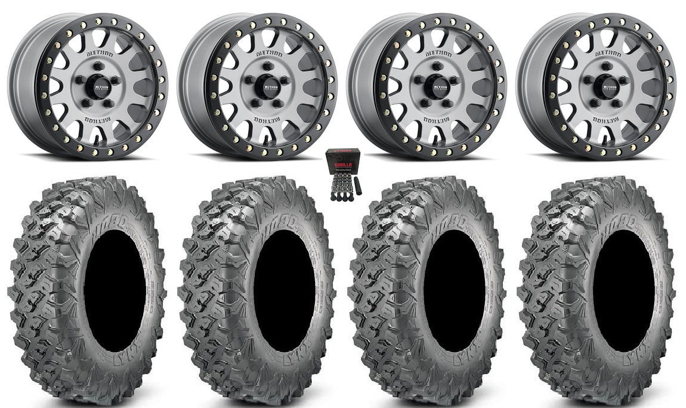 Method 401 Beadlock 15" Wheels Titanium 35" Lynx SXS Tires Polaris RZR ...