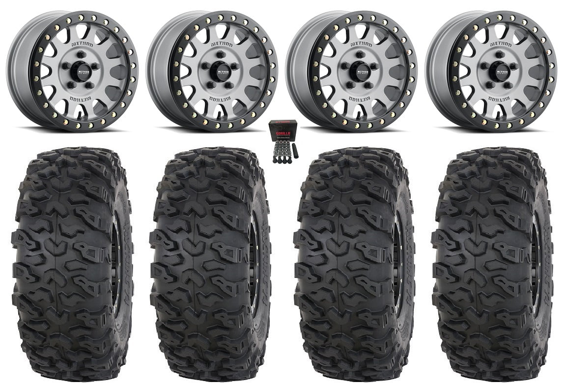 Method 401 Beadlock 15" Wheels Titanium 35" Roctane T4 Tires Polaris ...