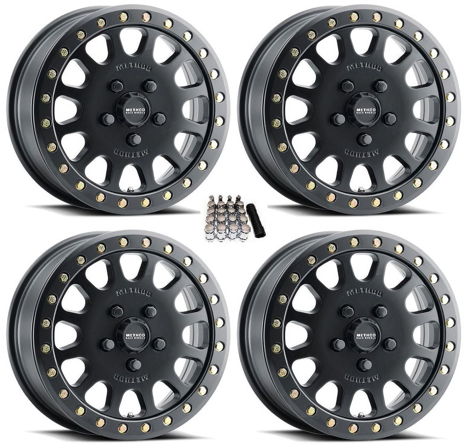 Method 401 Beadlock Wheels Black 15" (5+1) Polaris RZR Turbo R & Pro R ...