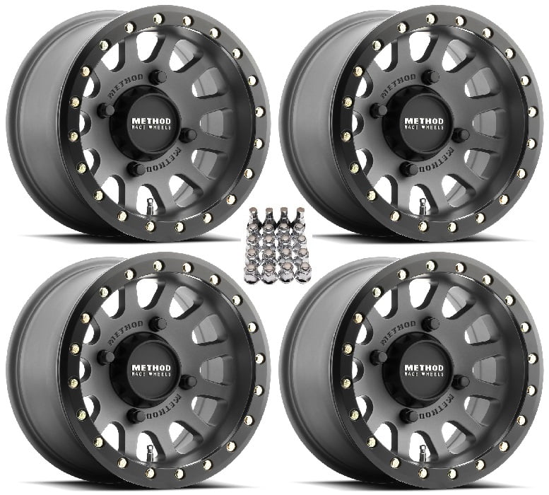 Method 401 Beadlock Wheels/Rims Titanium 15" (4+3) Sportsman RZR Ranger ...