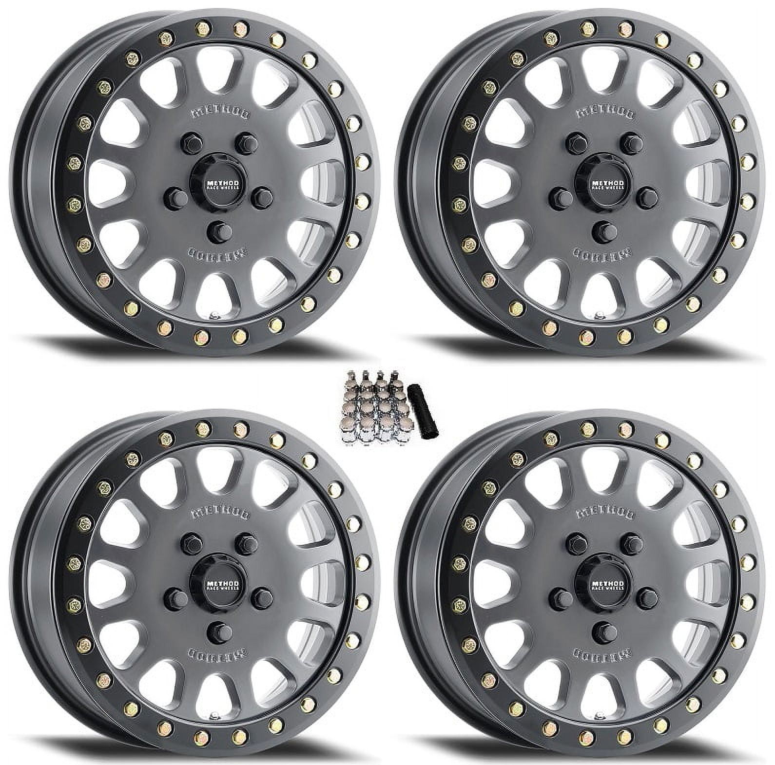 Method 401 Beadlock Wheels Titanium 15" (5+1) Polaris RZR Turbo R & Pro ...