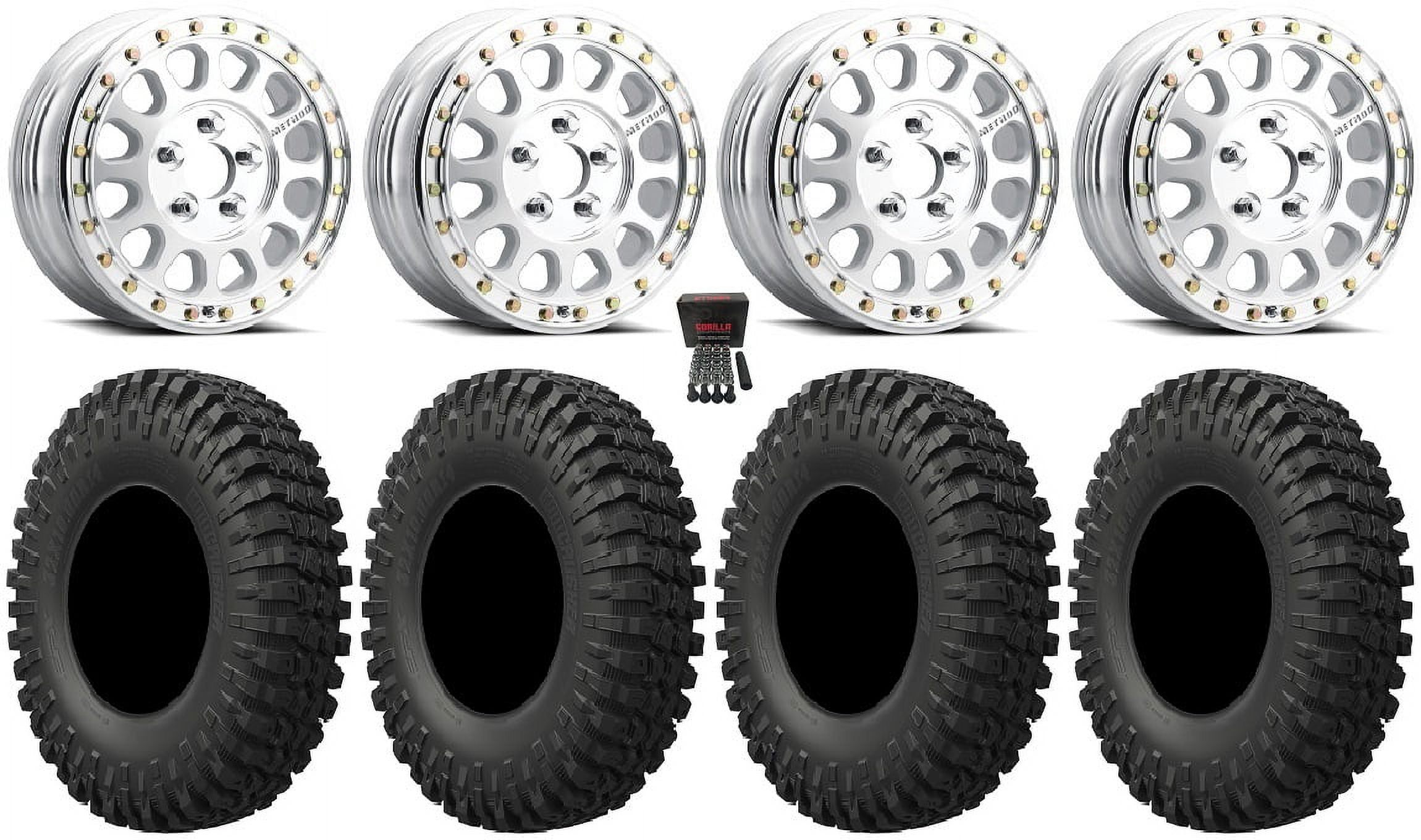 Method 401-R Beadlock Wheels Raw 35" MotoCrusher Tires Polaris RZR ...