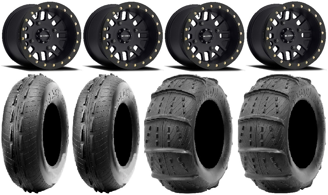 Method 406 Bdlk 14x8/14x10 Wheels Bk 28" SandBlast Tires Polaris RZR XP ...