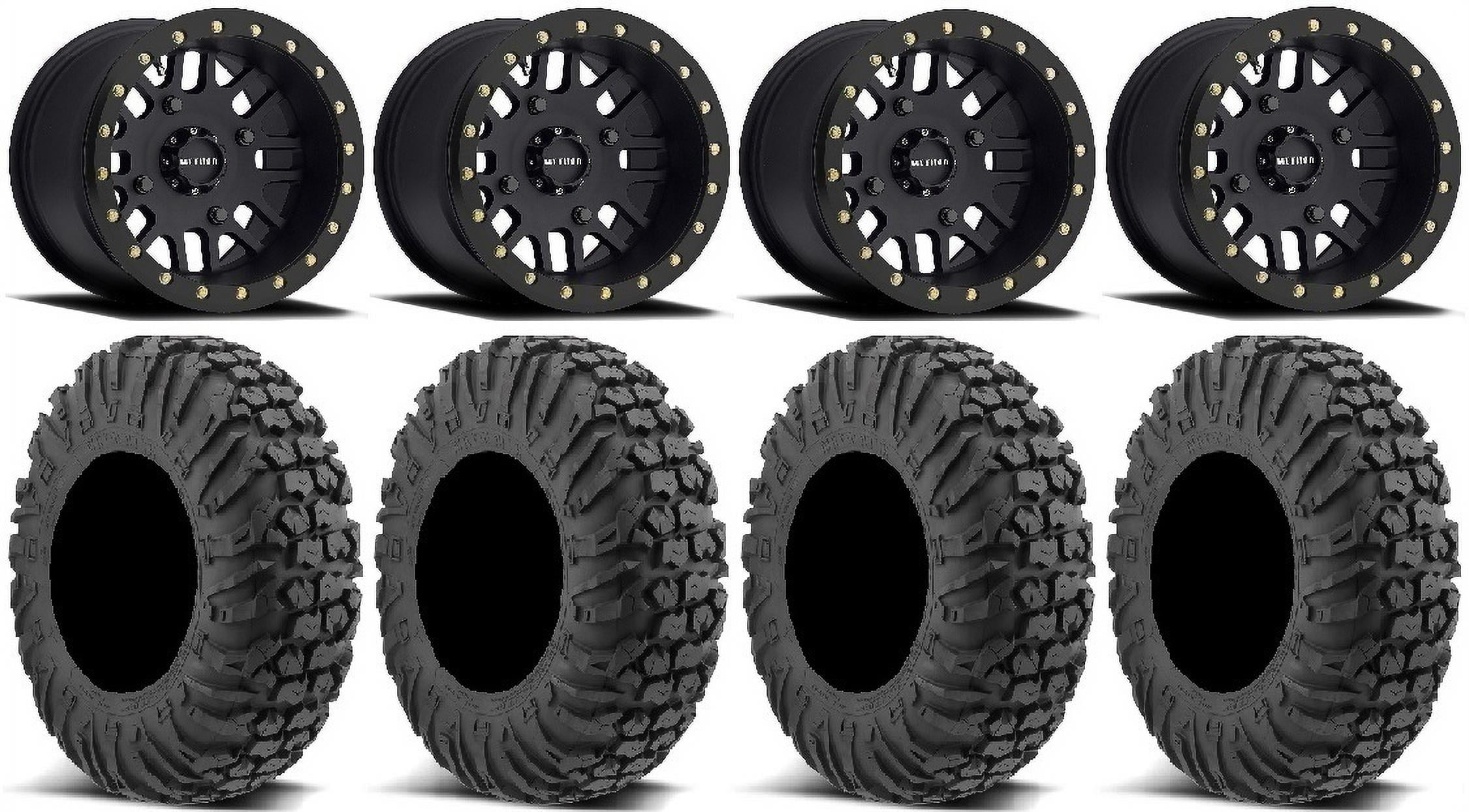 Method 406 Beadlock 15" Wheels Black 34" MotoVator Tires Polaris RZR XP ...