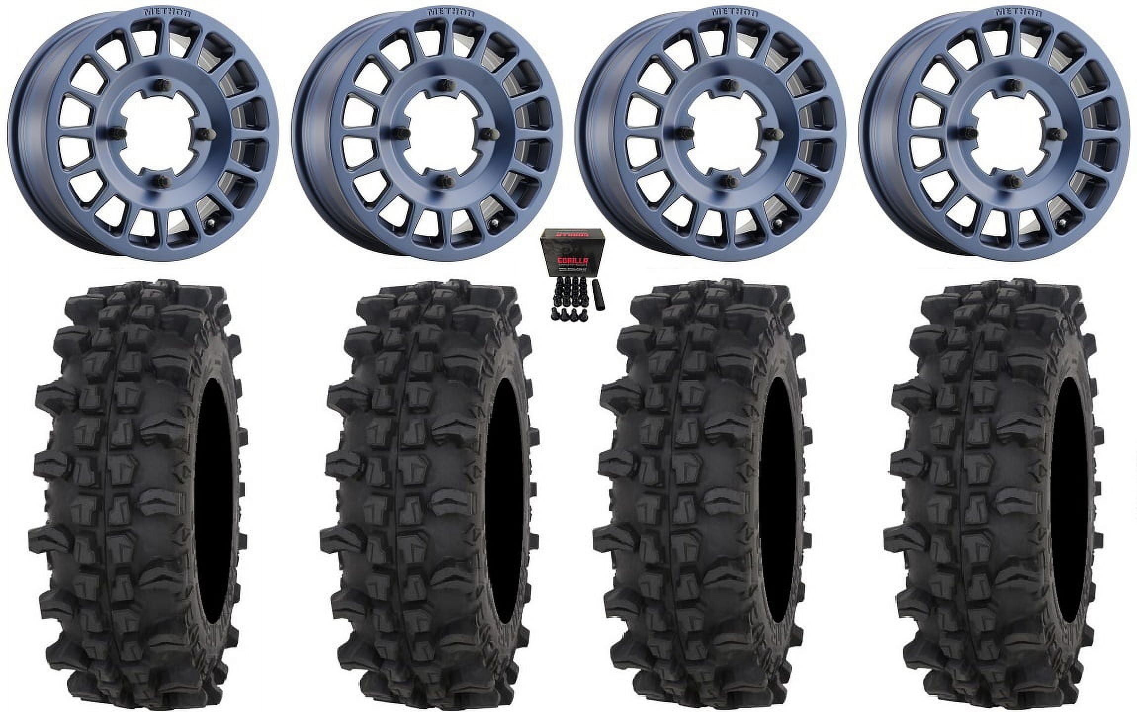 Method 407 14" Wheels Bahia Blue 27" ACP Tires Can-Am Commander Maverick Renegade Outlander ...