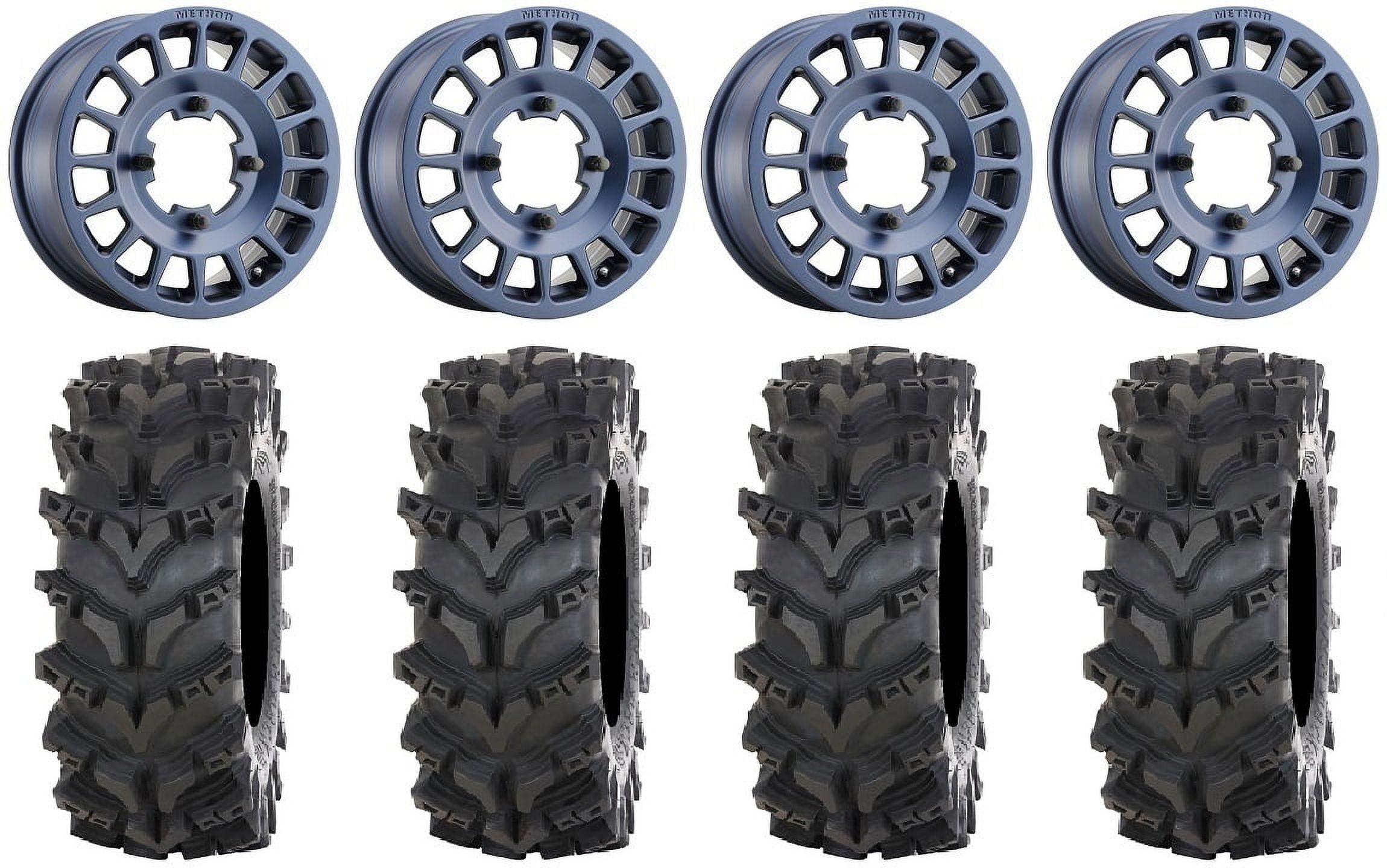 Method 407 14" Wheels Bahia Blue 28" Out&Back Max Tires Sportsman RZR ...