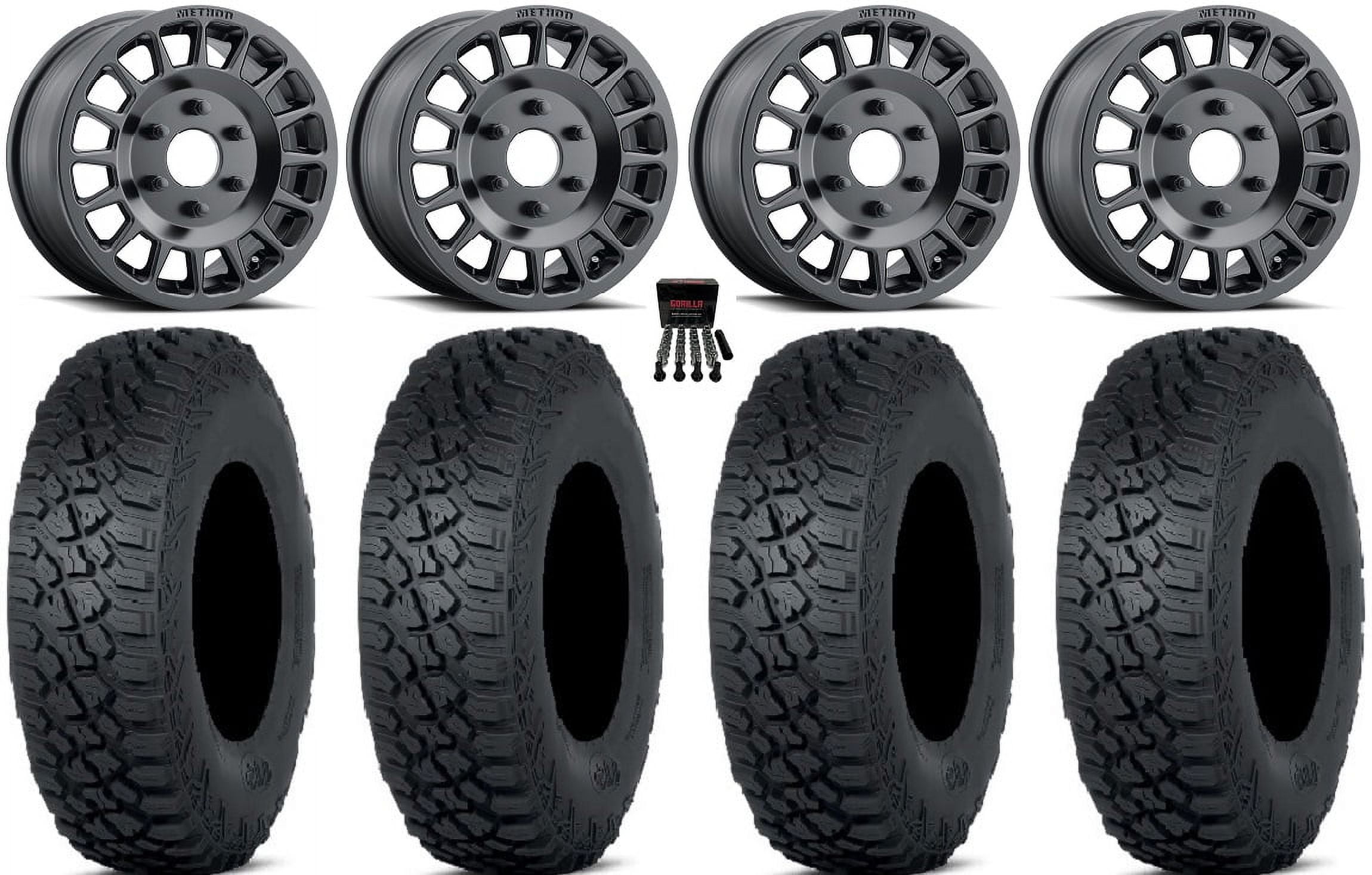 Method 407 15" Wheel Black 30" Tenacity XNR 8ply Tires Can-Am Maverick ...