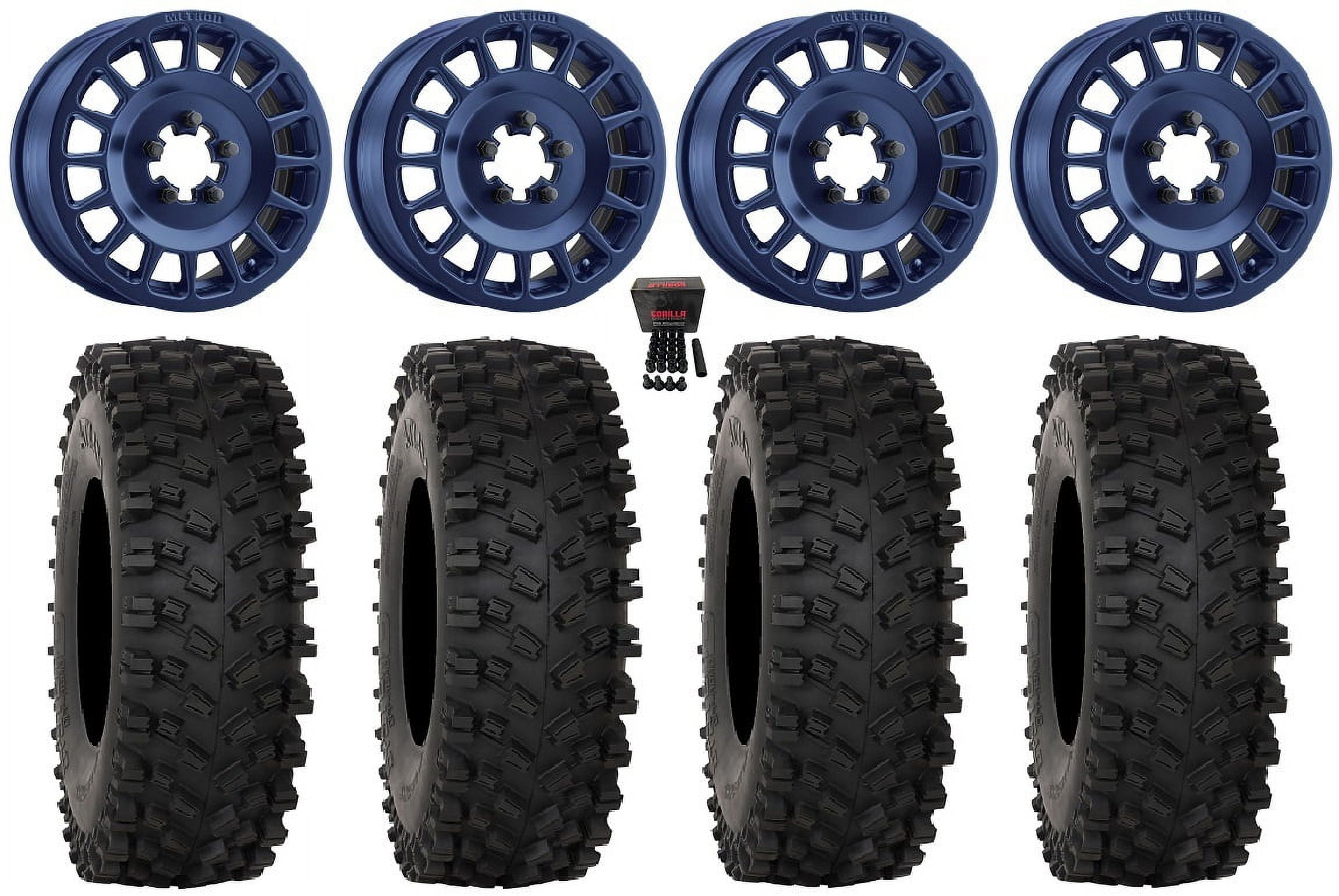 Method 407 15" Wheels Bahia Blue 32" ATX470 Tires Polaris RZR Turbo R ...