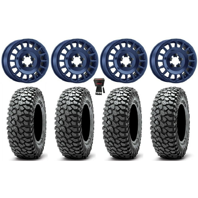 Method 407 15" Wheels Bahia Blue 32" RocScraper Tires Polaris RZR Turbo ...