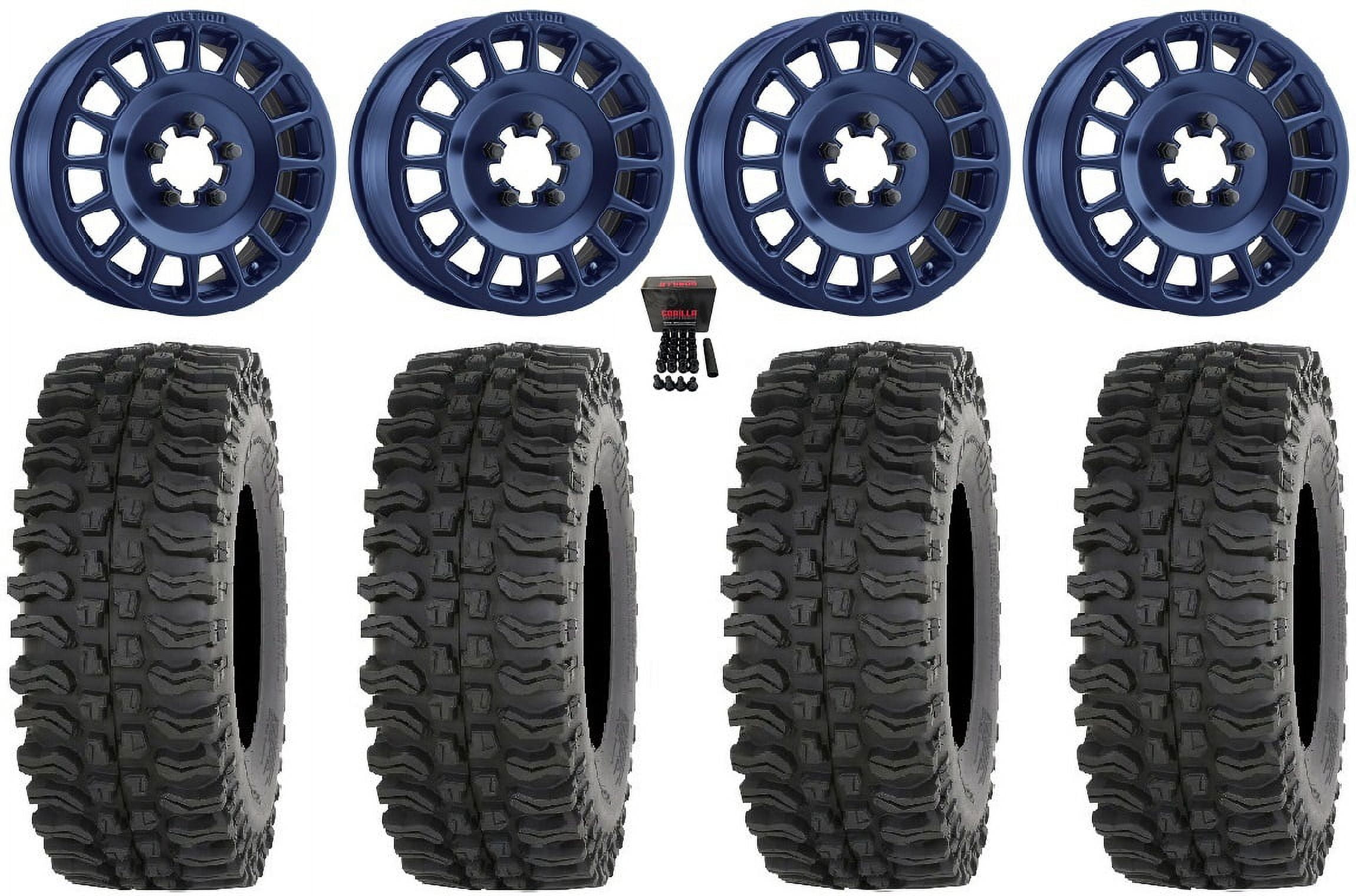 Method 407 15" Wheels Bahia Blue 33" BDC Tires Polaris RZR Turbo R ...