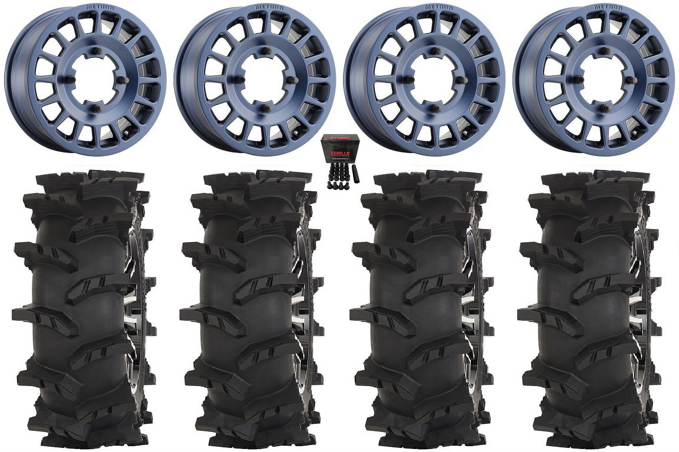 Method 407 15" Wheels Bahia Blue 33" Outlaw Max Tires Sportsman RZR ...