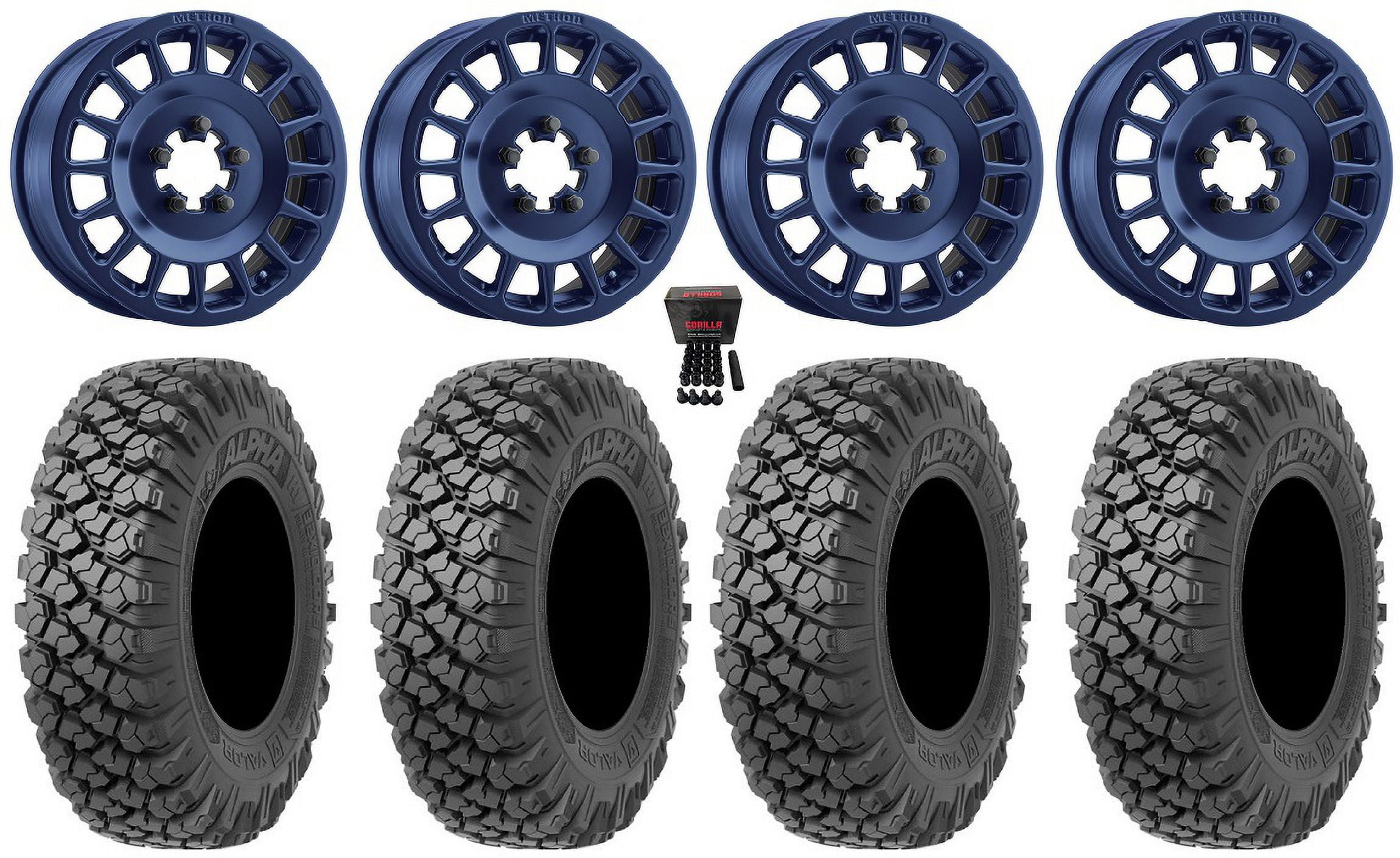 Method 407 15" Wheels Bahia Blue 35" Alpha Tires Polaris RZR Turbo R ...