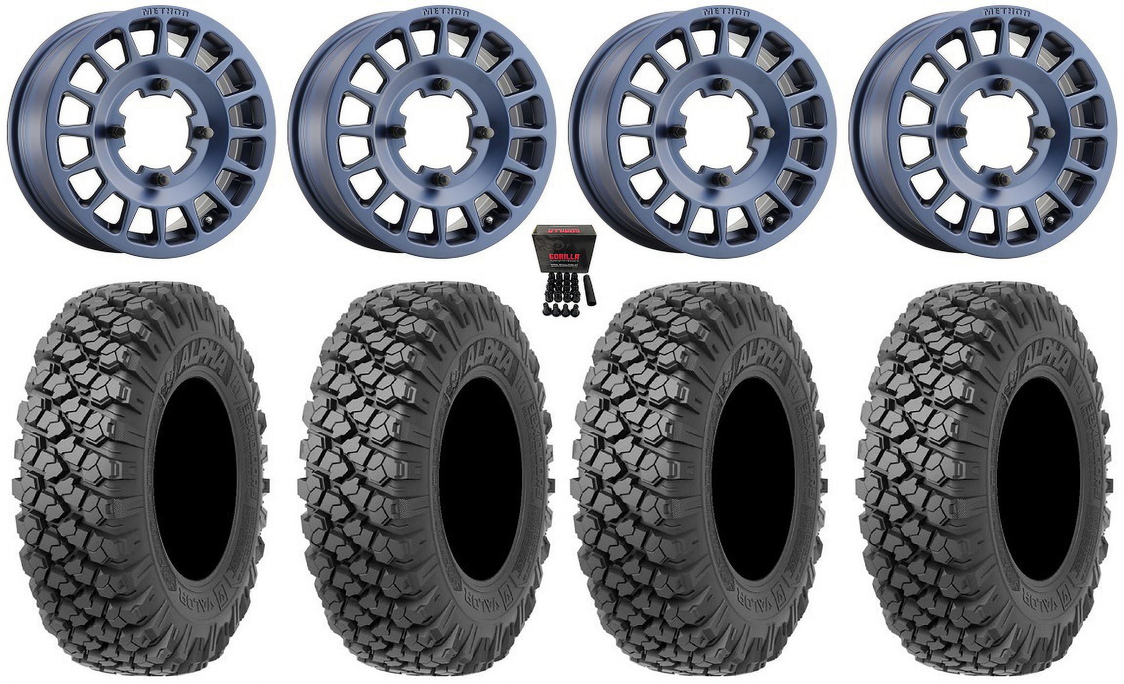 Method 407 15" Wheels Bahia Blue 35" Alpha Tires Sportsman RZR Ranger ...