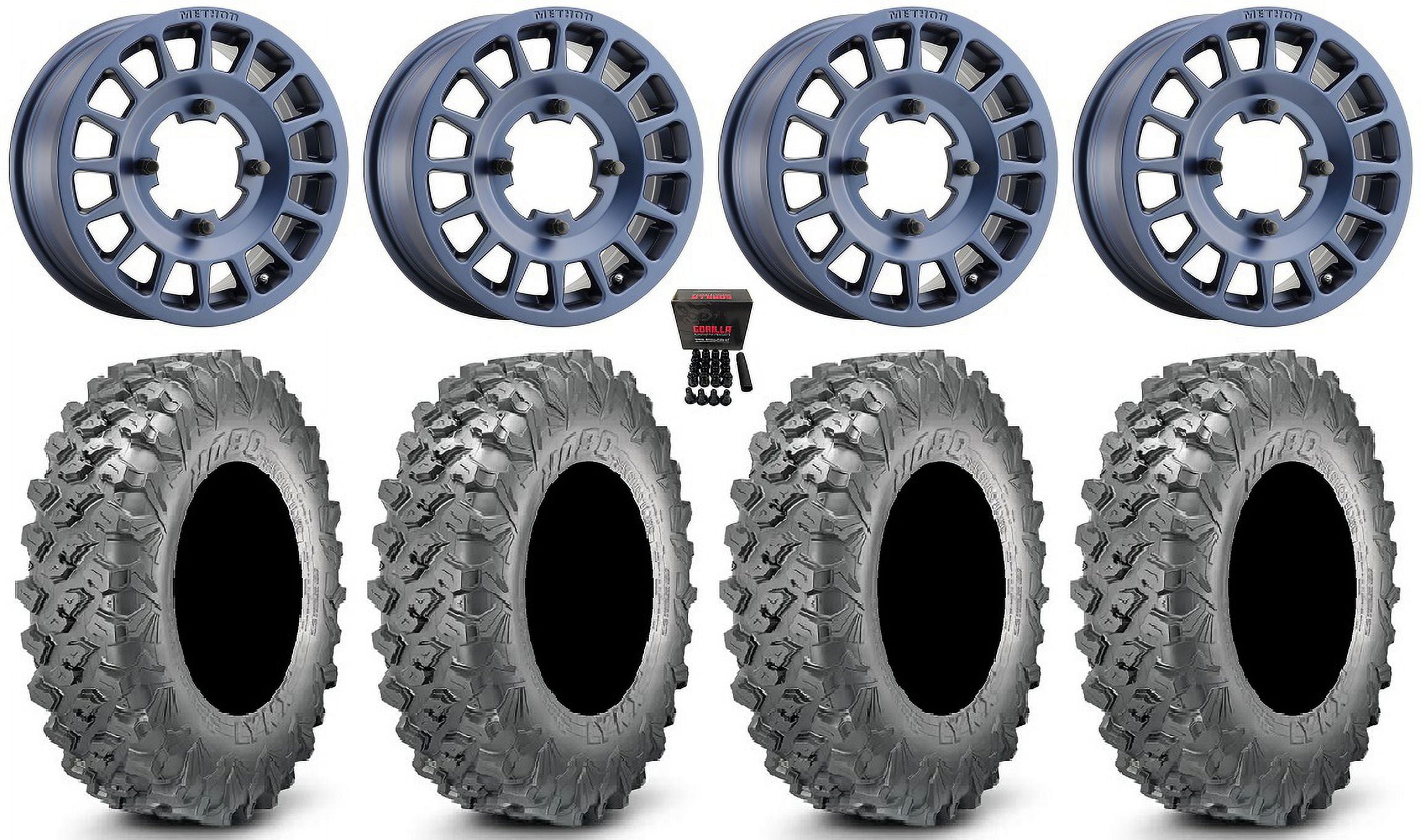 Method 407 15" Wheels Bahia Blue 35" Lynx SXS Tires Can-Am Maverick X3 ...