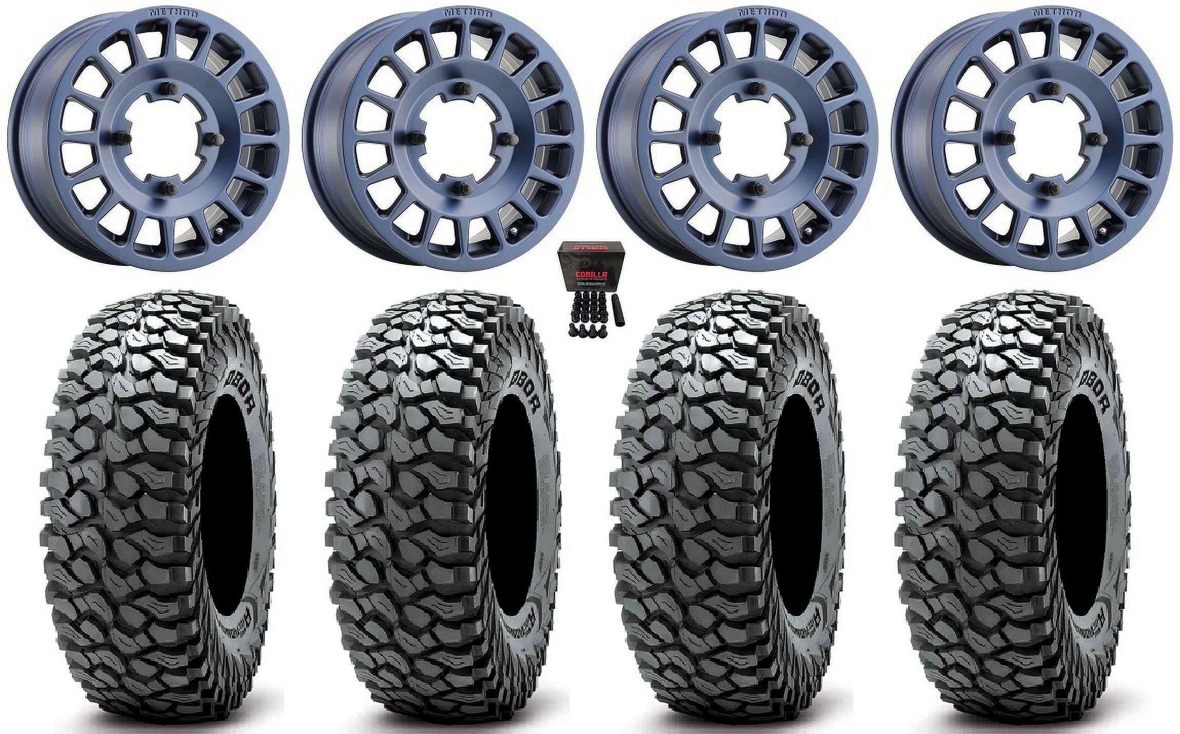 Method 407 15" Wheels Bahia Blue 35" RocScraper Tires Polaris RZR XP ...