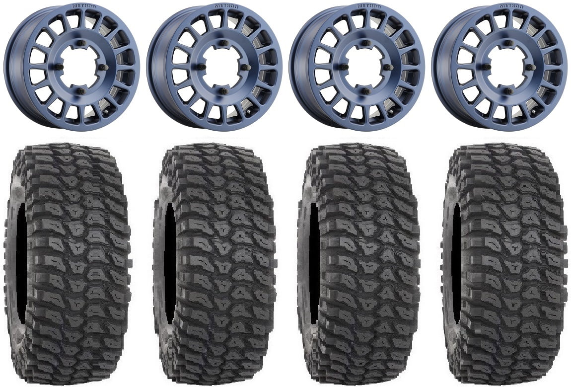Method 407 15" Wheels Bahia Blue 35" XCR350 Tires Can-Am Maverick X3 ...