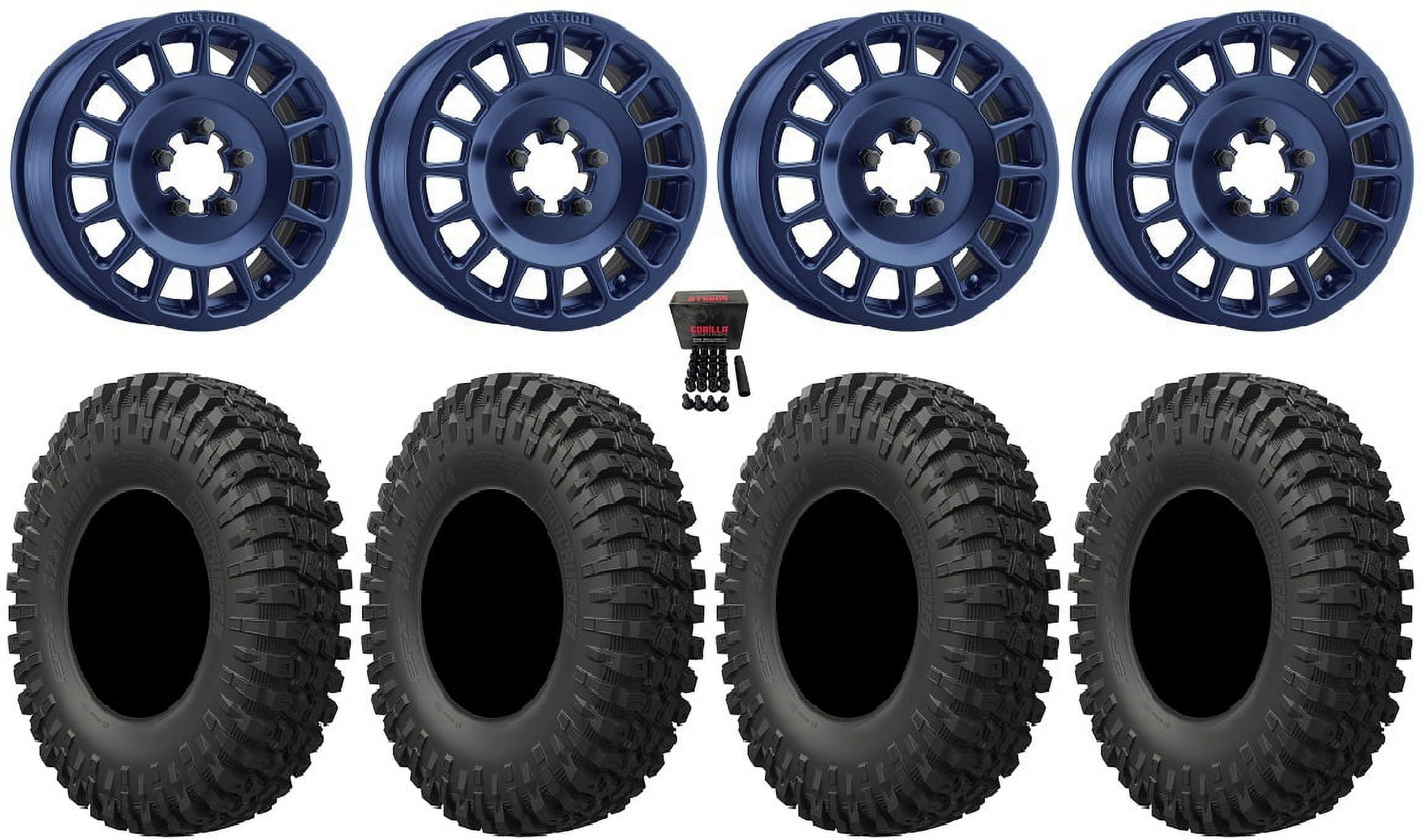 Method 407 15" Wheels Bahia Blue 37" MotoCrusher Tires Polaris RZR ...
