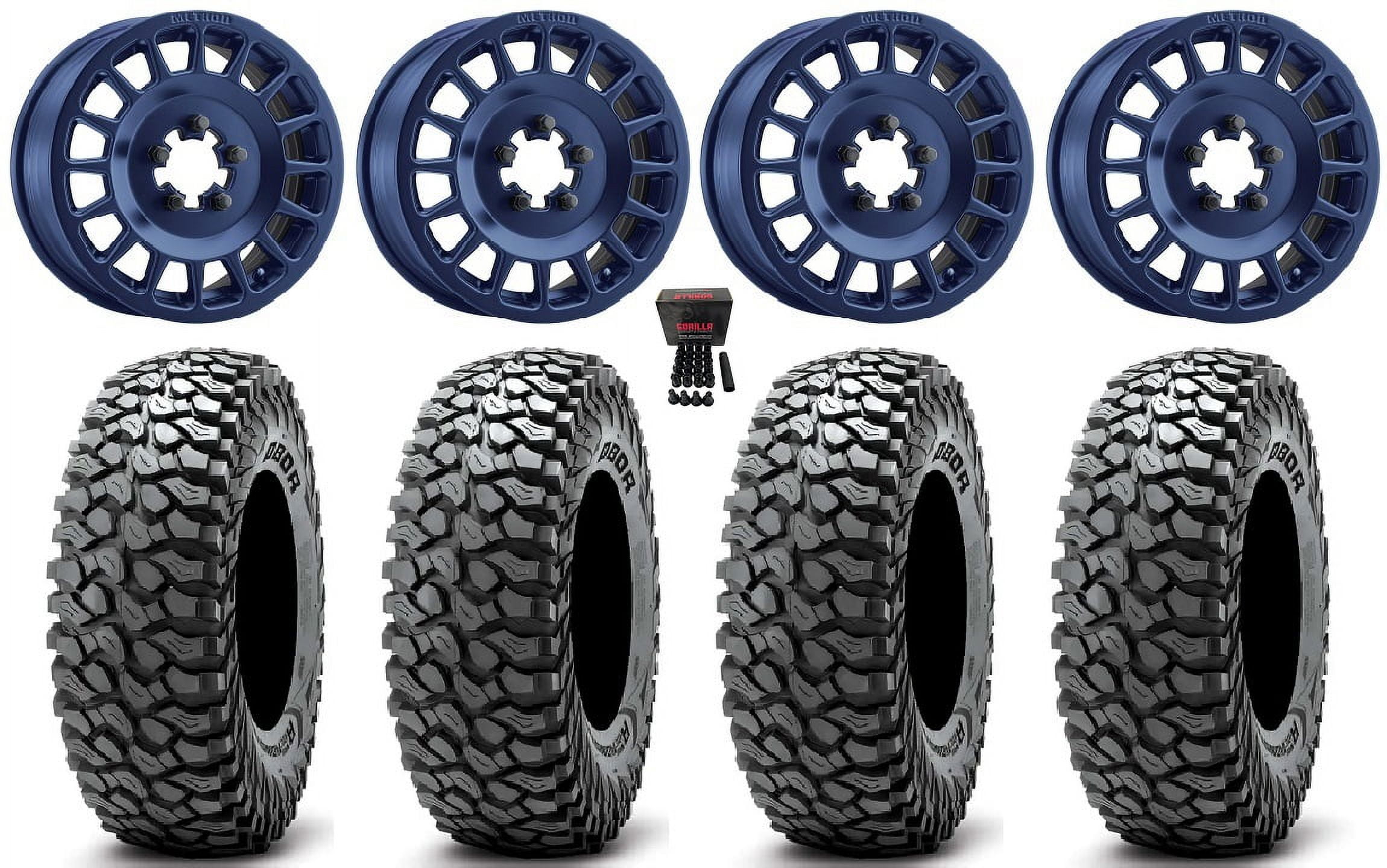 Method 407 15" Wheels Bahia Blue 37" RocScraper Tires Polaris RZR Turbo ...