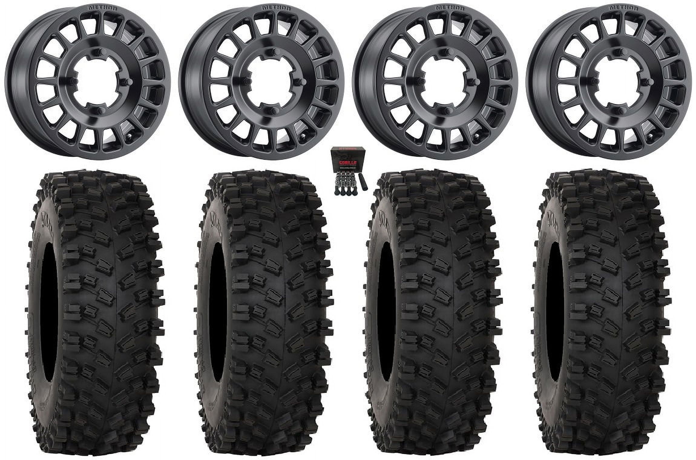 Method 407 15" Wheels Black 32" ATX470 Tires Can-Am Maverick X3 / Honda ...