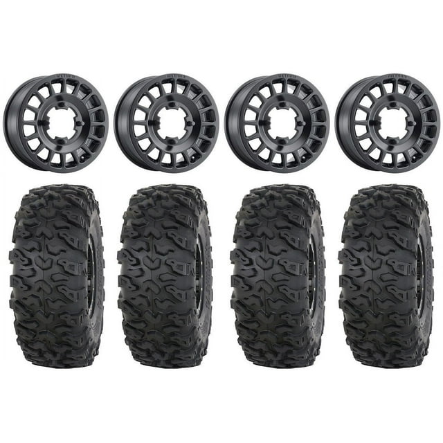 Method 407 15" Wheels Black 33" Roctane T4 Tires Can-Am Maverick X3 ...