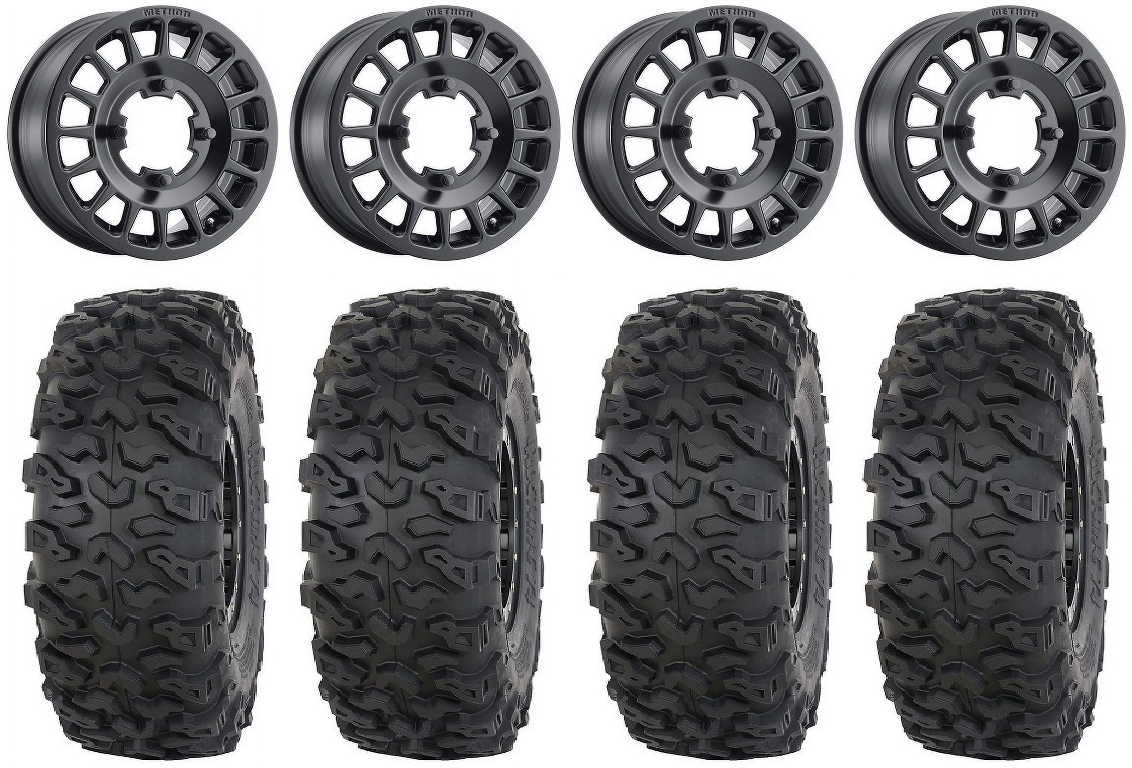 Method 407 15" Wheels Black 33" Roctane T4 Tires Sportsman RZR Ranger ...