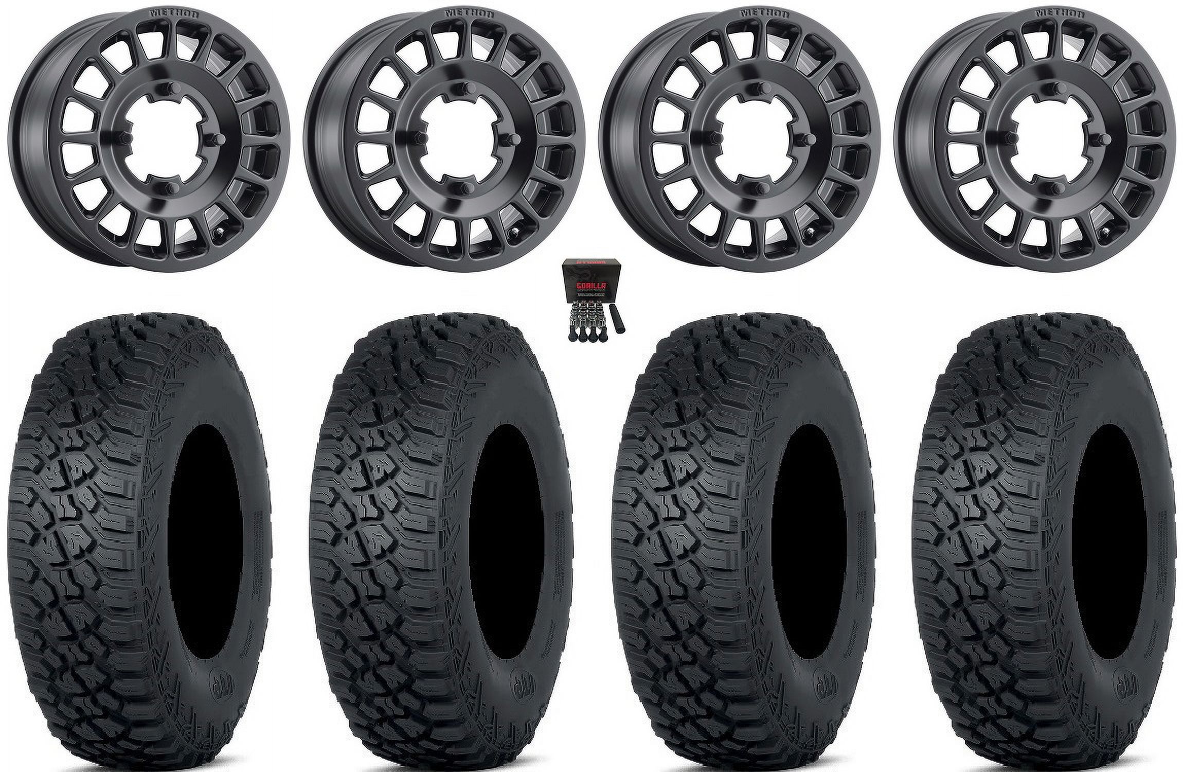 Method 407 15" Wheels Black 33" Tenacity XNR Tires Can-Am Maverick X3 ...