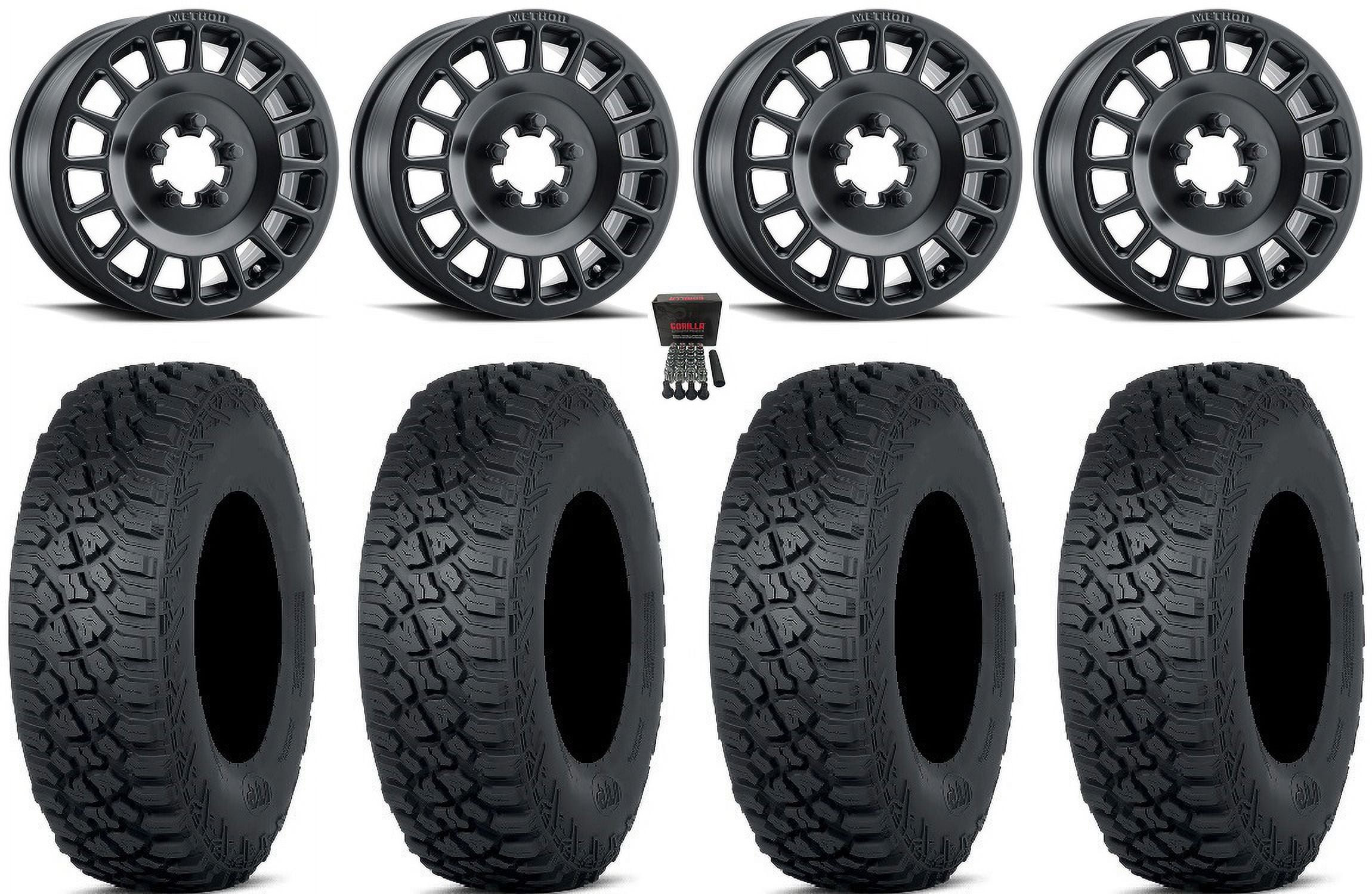 Method 407 15" Wheels Black 35" Tenacity XNR Tires Polaris RZR Turbo R ...