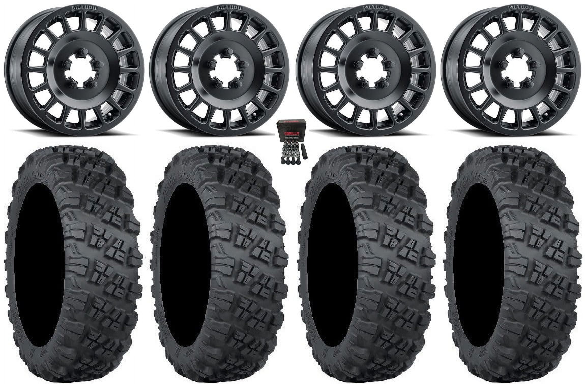 Method 407 15" Wheels Black 35" Versa Cross V3 Tires Polaris RZR Turbo ...