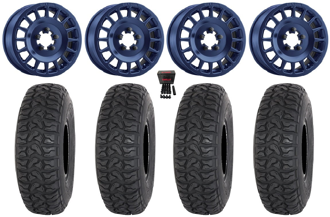 Method 407 15" Wheels Blue 33" Chicane LT Tires Polaris RZR Turbo R ...
