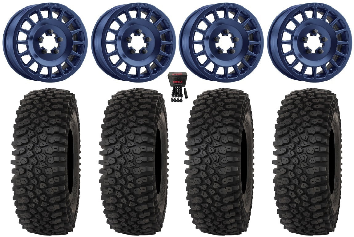 Method 407 15" Wheels Blue 33" Roctane STX Tires Polaris RZR Turbo R ...