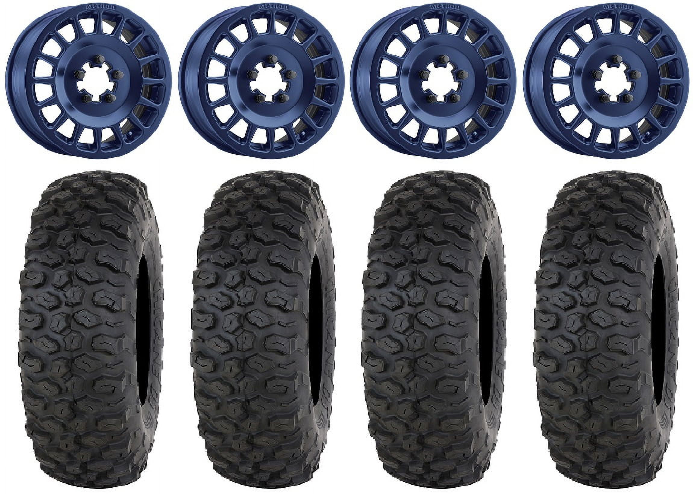 Method 407 15" Wheels Blue 35" Chicane DS Tires Polaris RZR Turbo R ...