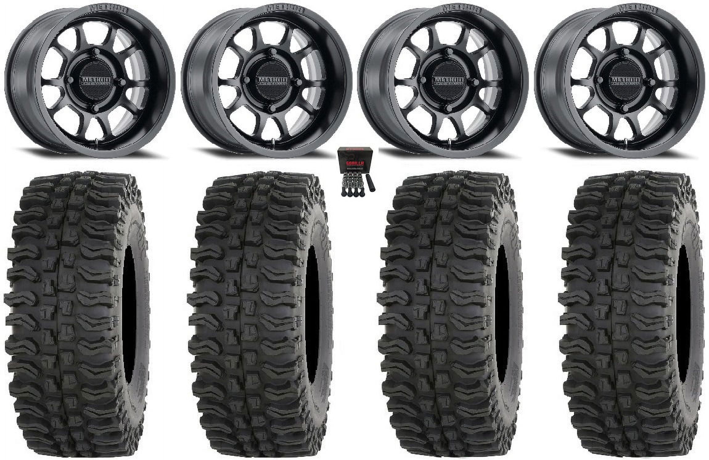 Method 409 14" Wheels Black (5+2) 27" BDC Tires Kawasaki Mule Pro FXT ...