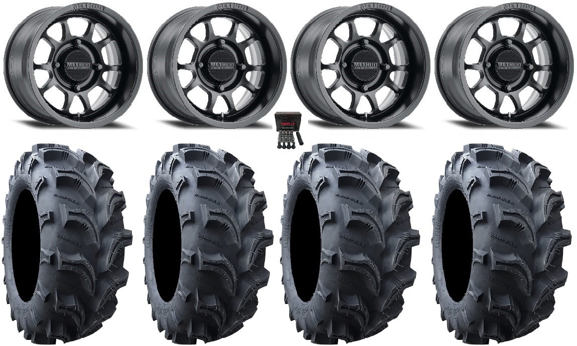 Method 409 14" Wheels Black (5+2) 27" Vampire II Tires Sportsman RZR ...