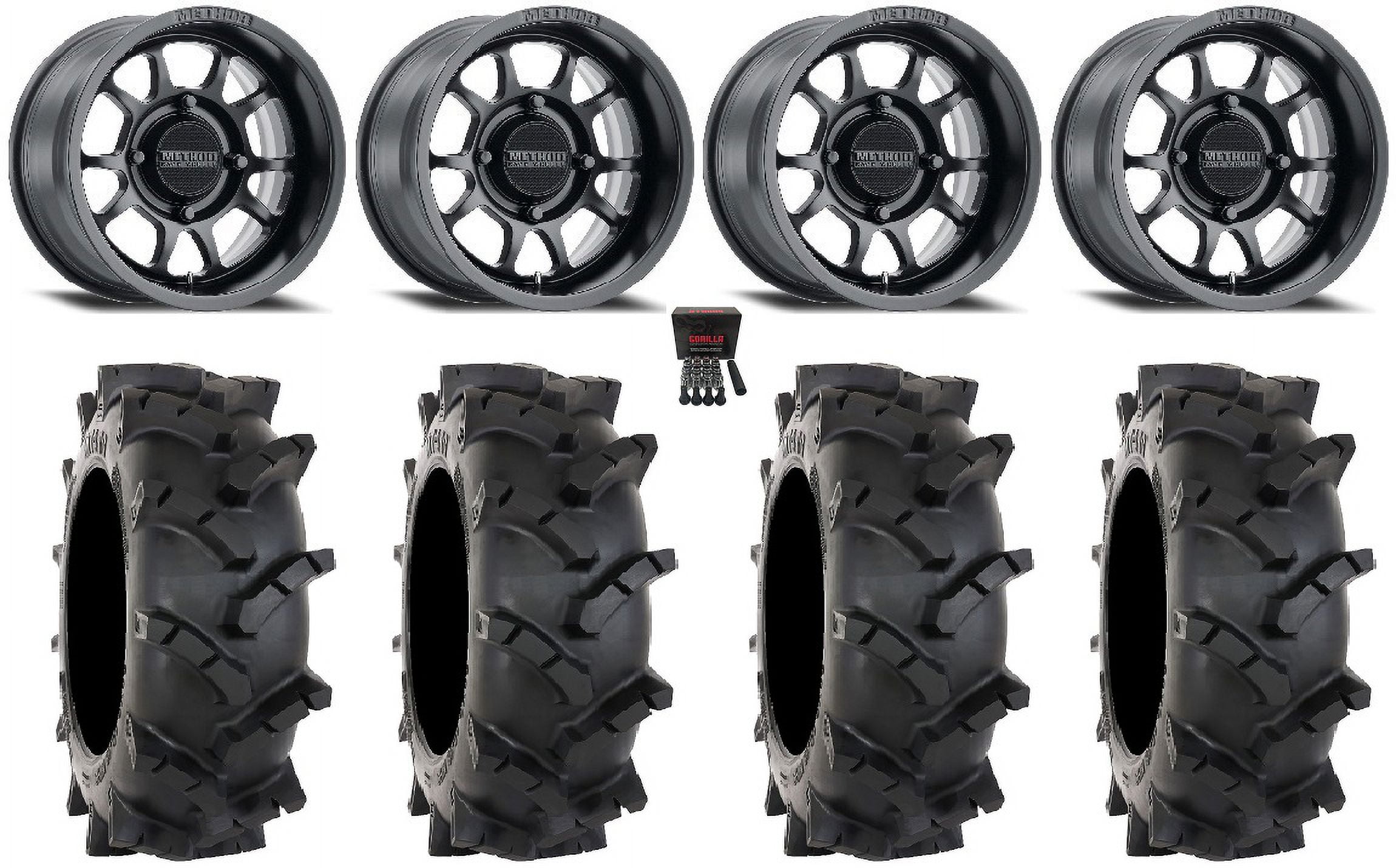 Method 409 14" Wheels Black (5+2) 28" MT410 Tires Sportsman RZR Ranger ...