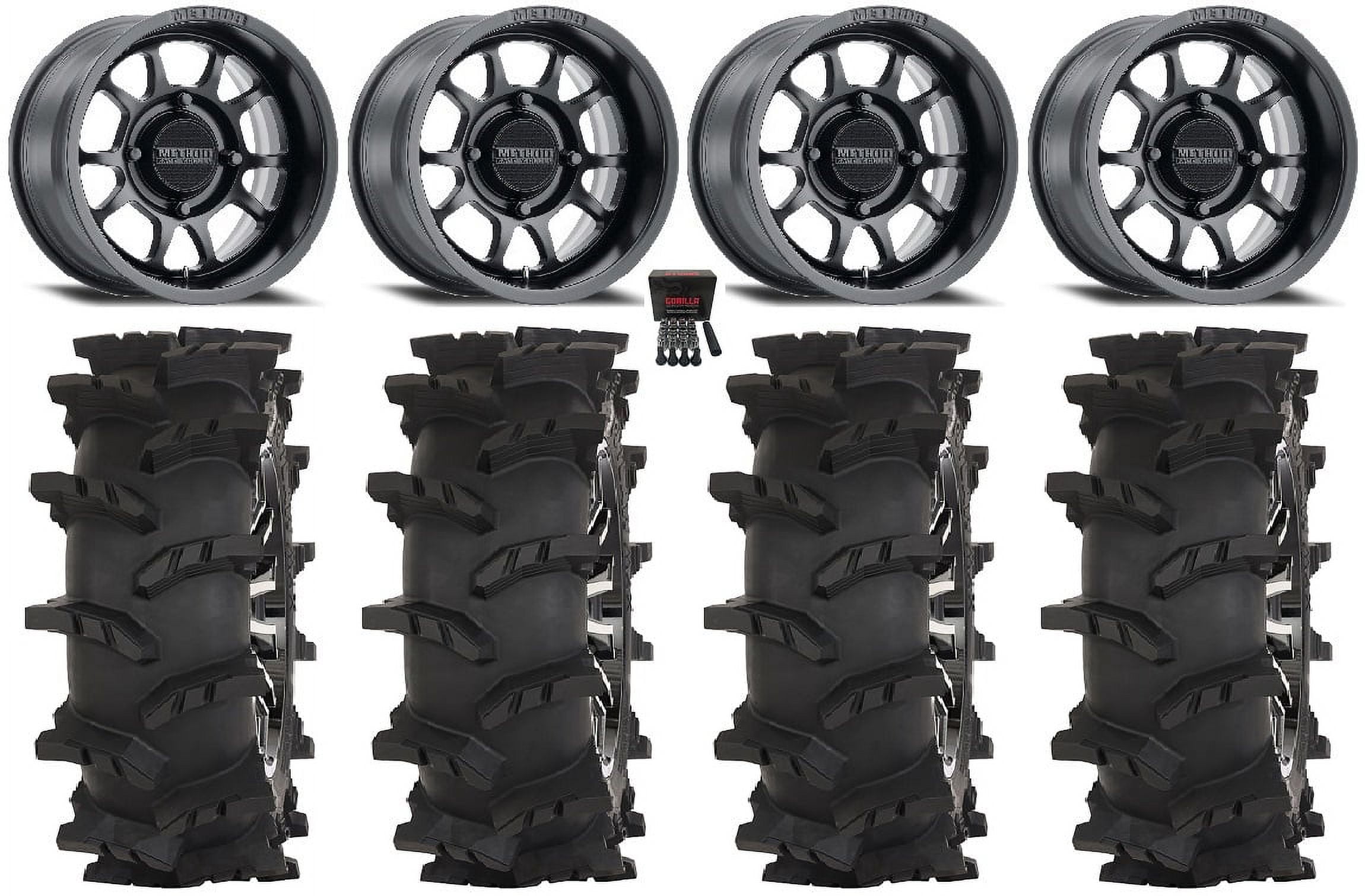 Method 409 14" Wheels Black 5+2 28" Outlaw Max Tires Sportsman RZR ...