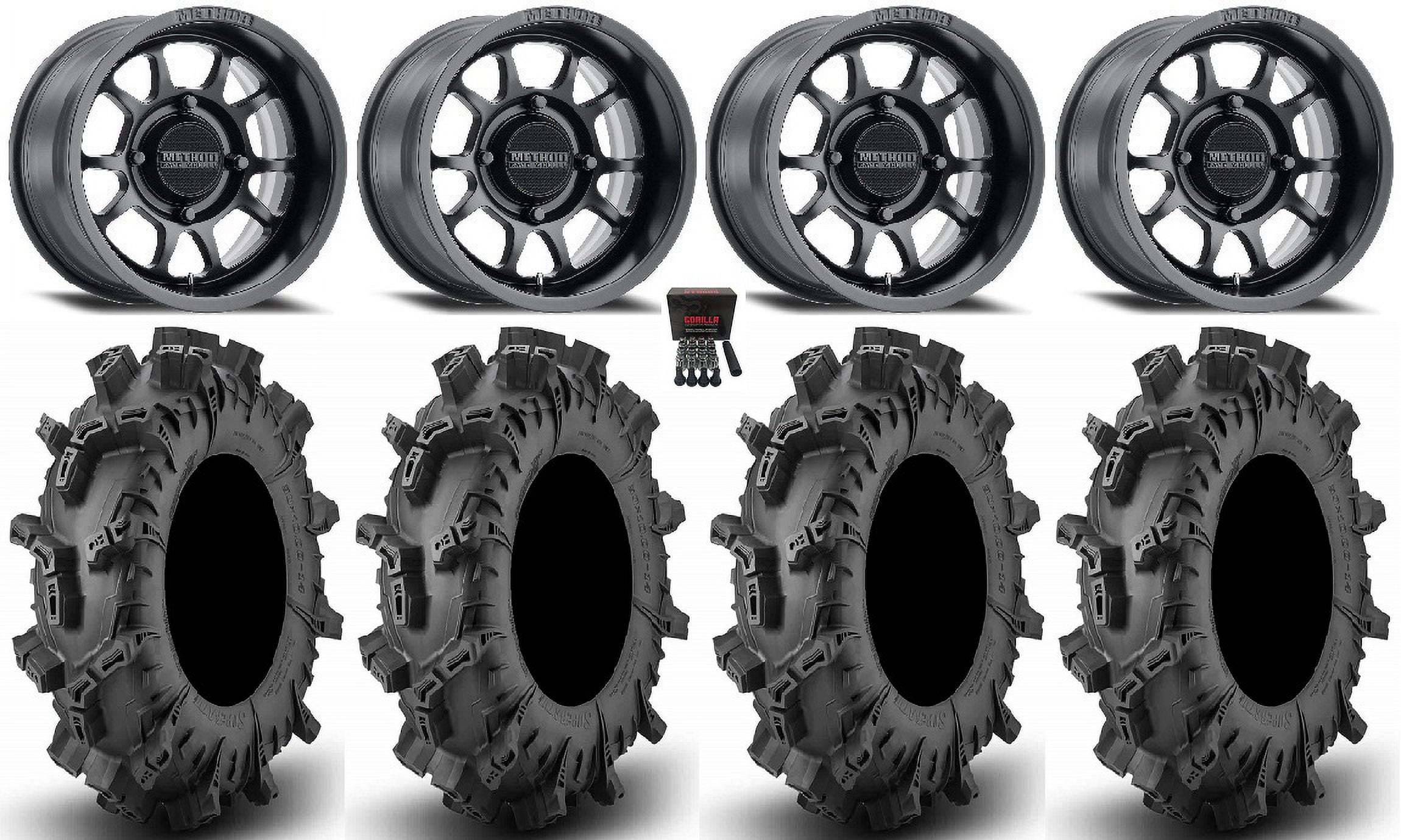 Method 409 14" Wheels Black (5+2) 28" Terminator Max Tires Polaris RZR ...